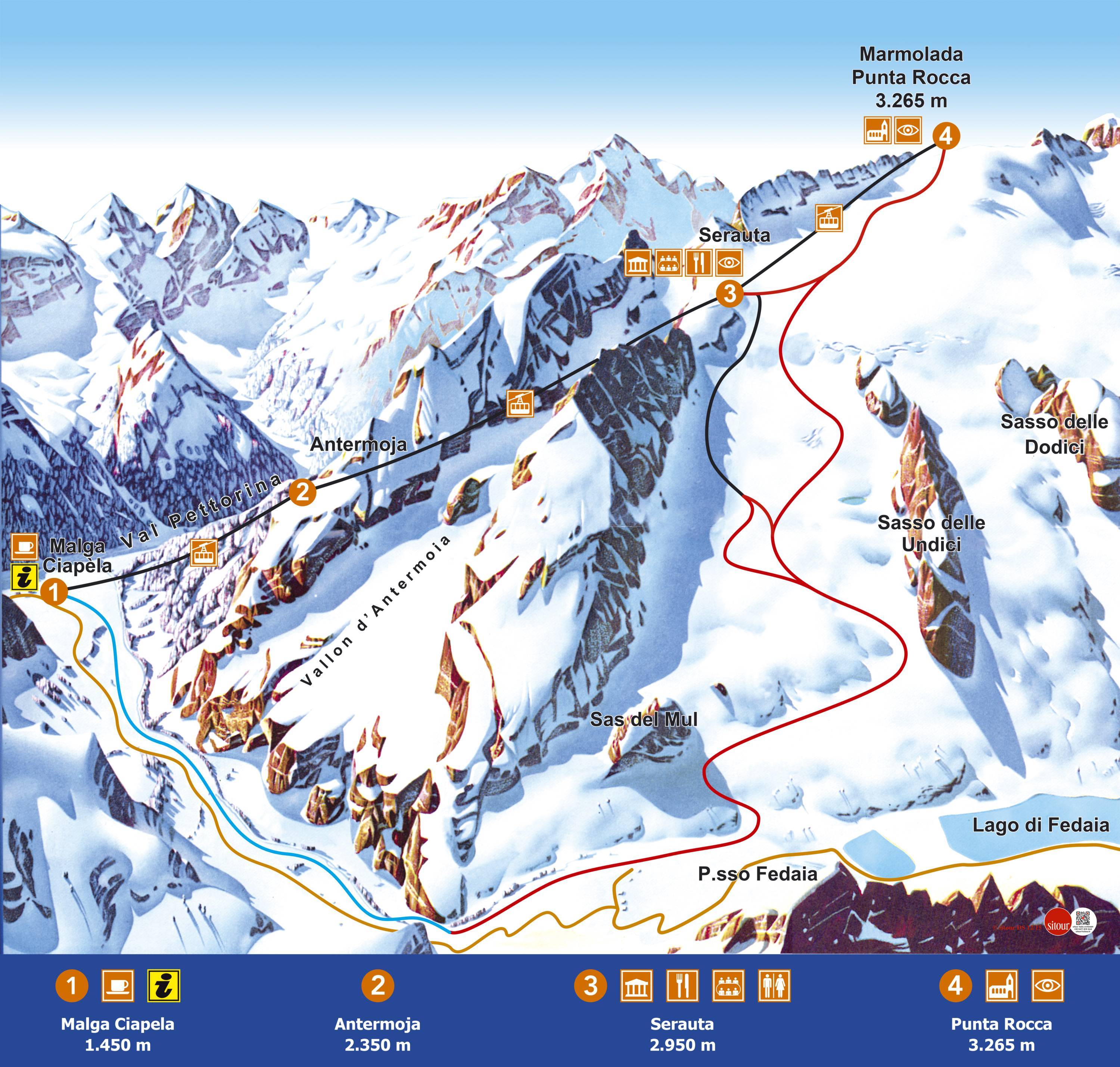 Trail map Marmolada – Malga Ciapela