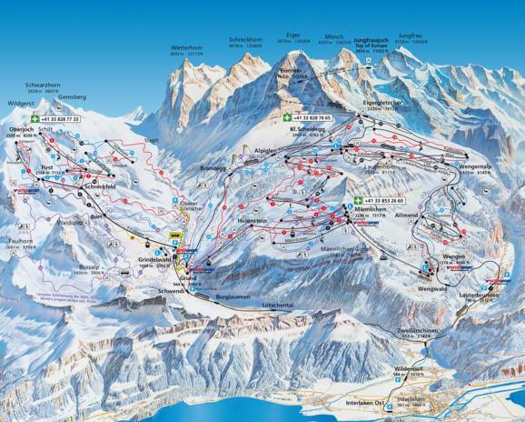Trail map Kleine Scheidegg/Männlichen – Grindelwald/Wengen