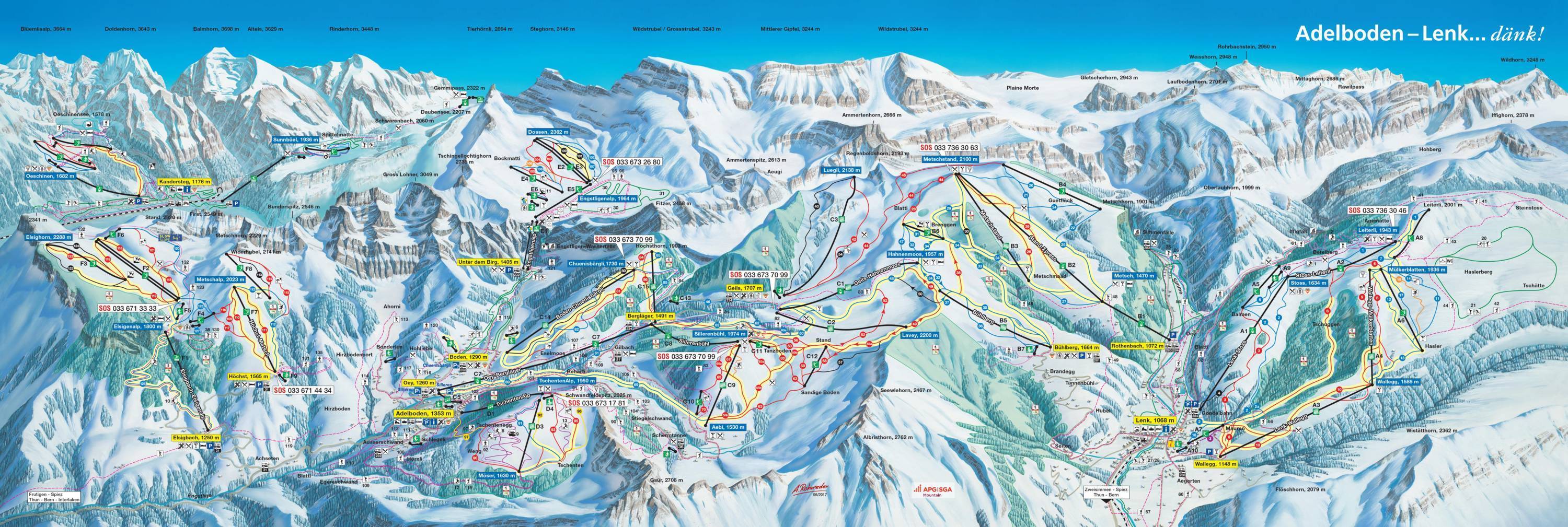 Trail map Adelboden/Lenk – Chuenisbärgli/Silleren/Hahnenmoos/Metsch